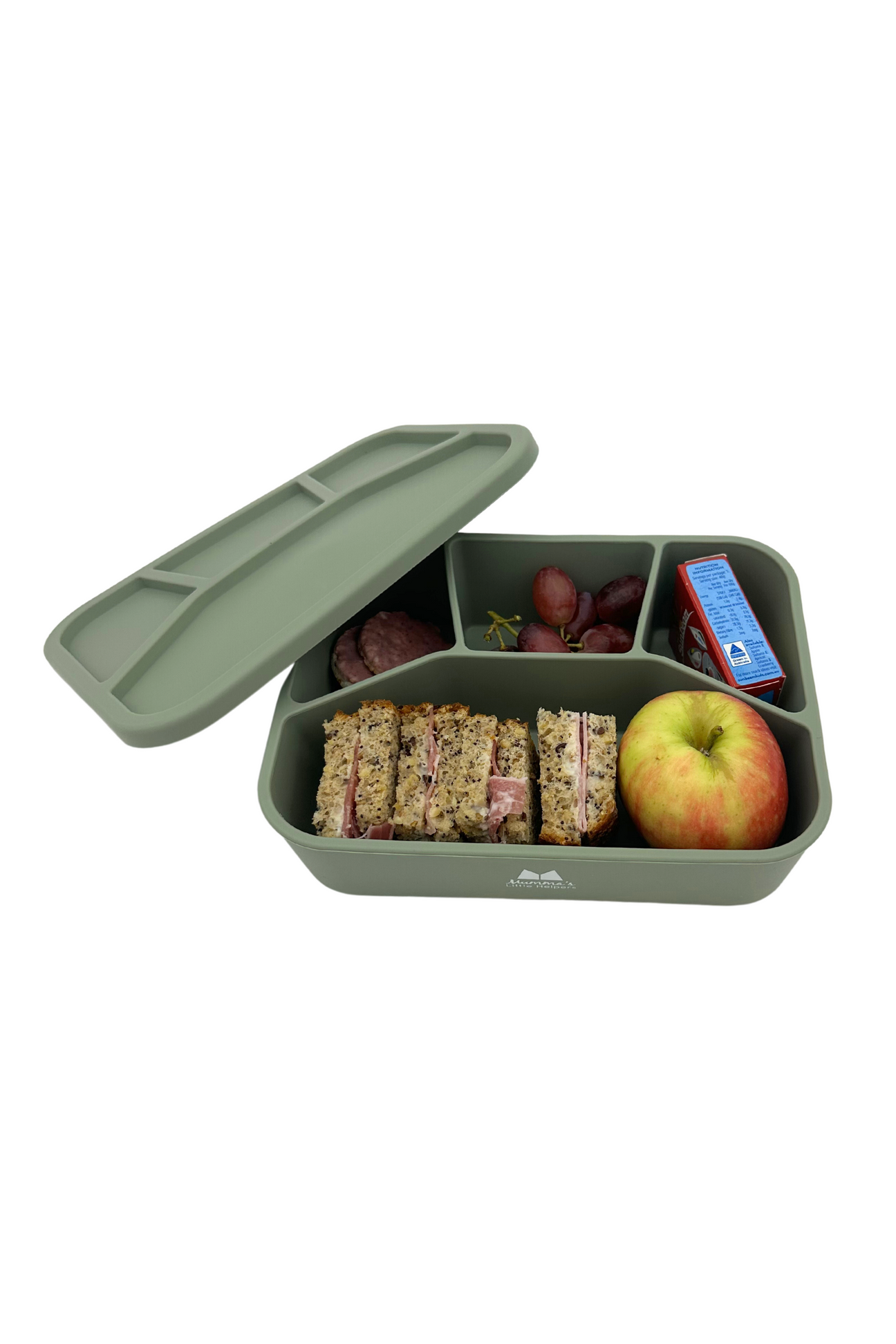 4 Section Silicone Bento Lunch Box - Olive Green – Mumma’s Little Helpers