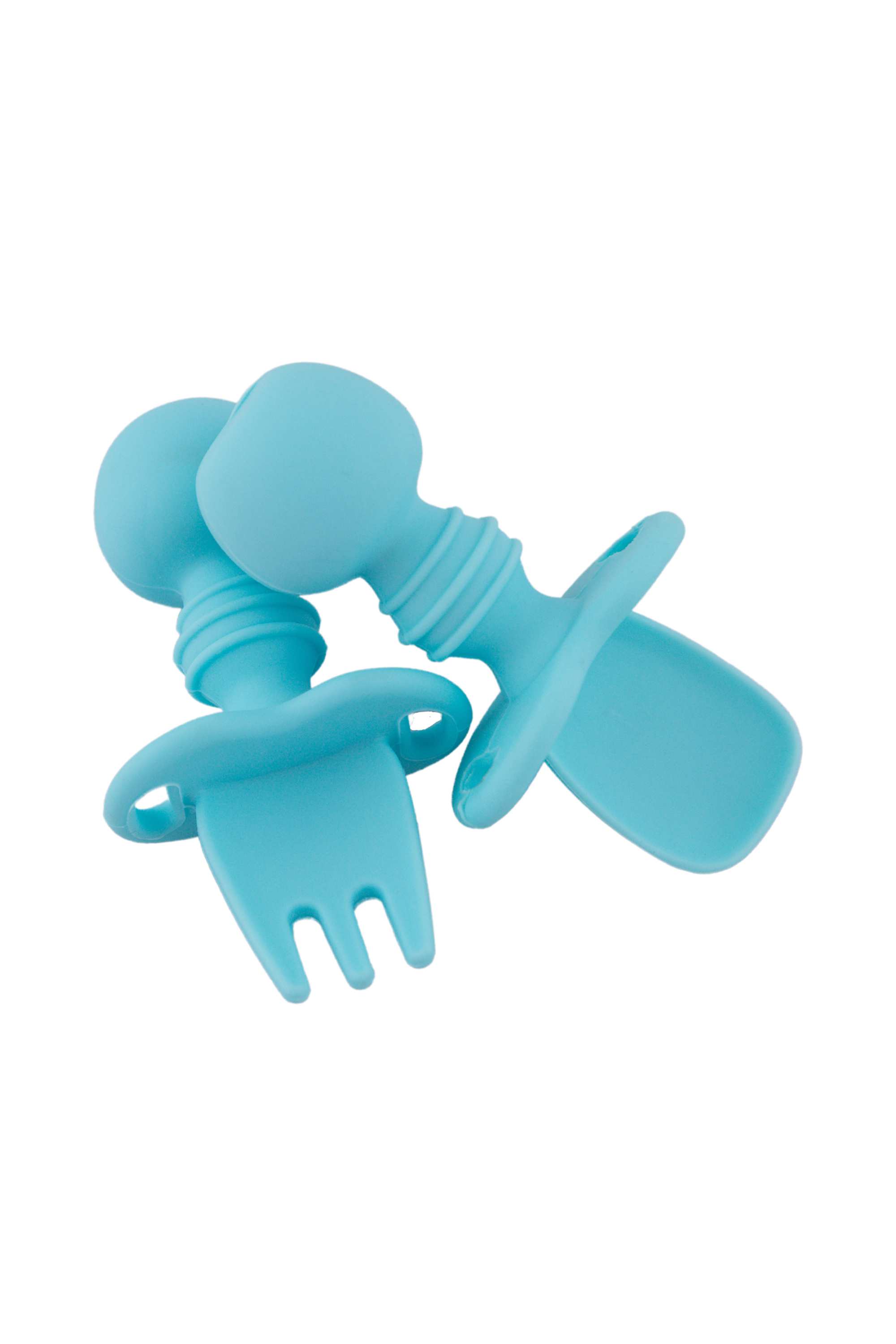 Starting Solids Baby Silicone Fork & Spoon Easy Grip - Blue – Mumma’s ...